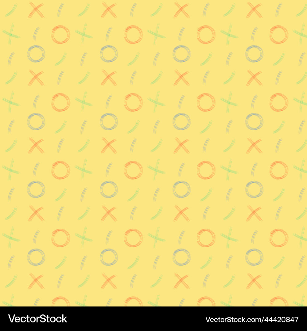 Pattern of handwritten crosses and circles Vector Image