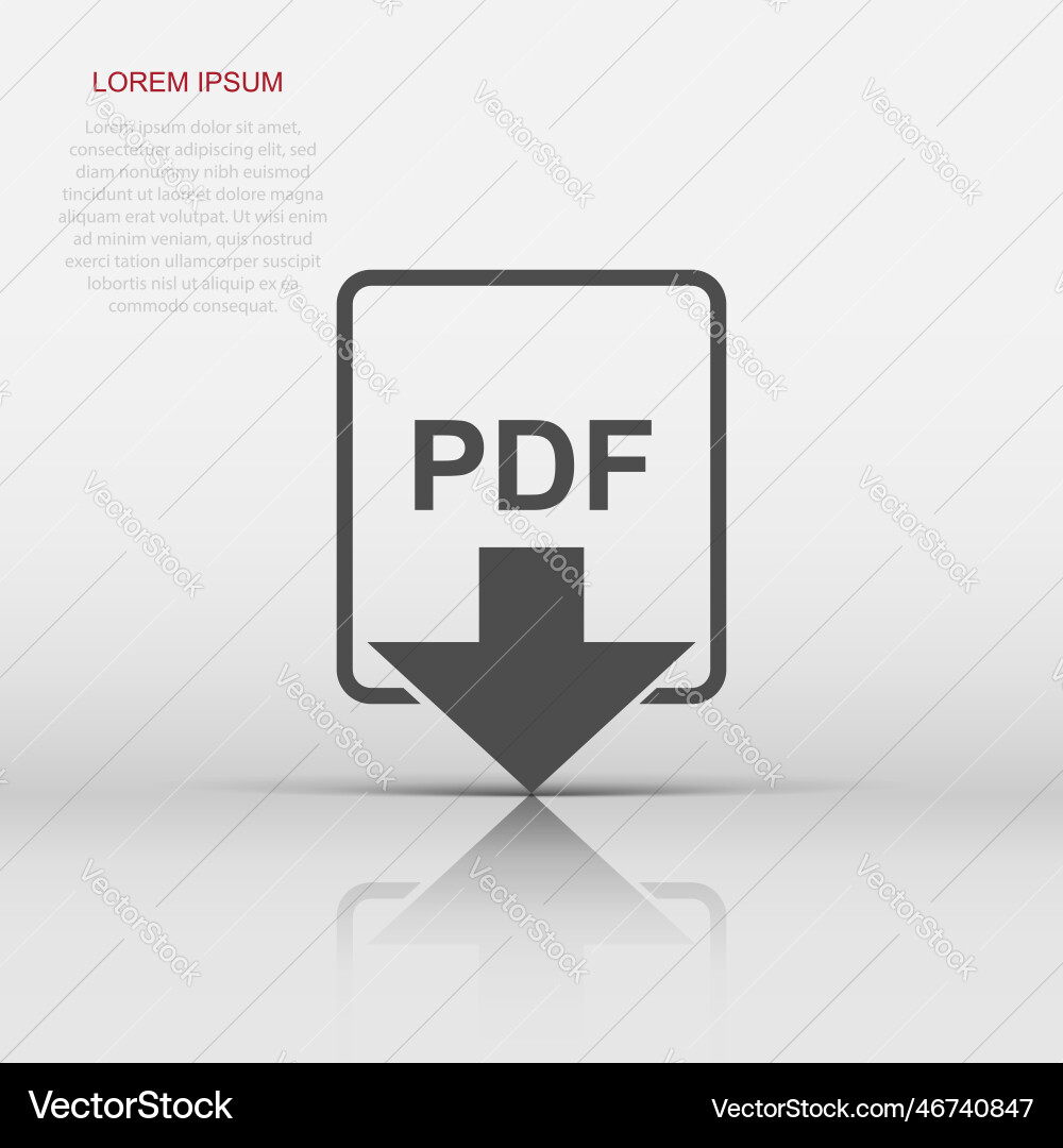 Pdf file icon in flat style download sign Vector Image