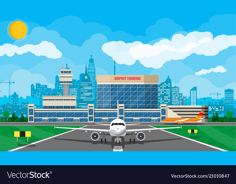 Plane before takeoff Royalty Free Vector Image