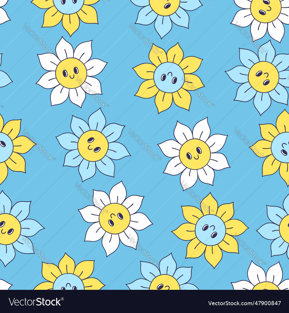 Seamless pattern with cute smiling Royalty Free Vector Image