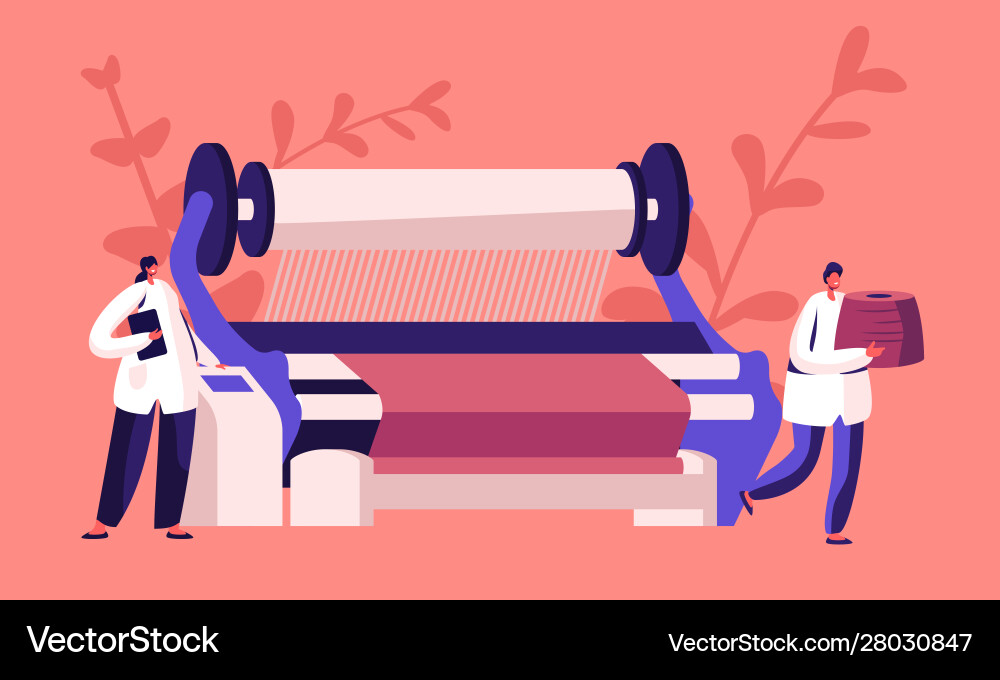 Textile machinery manufacture factory worker Vector Image