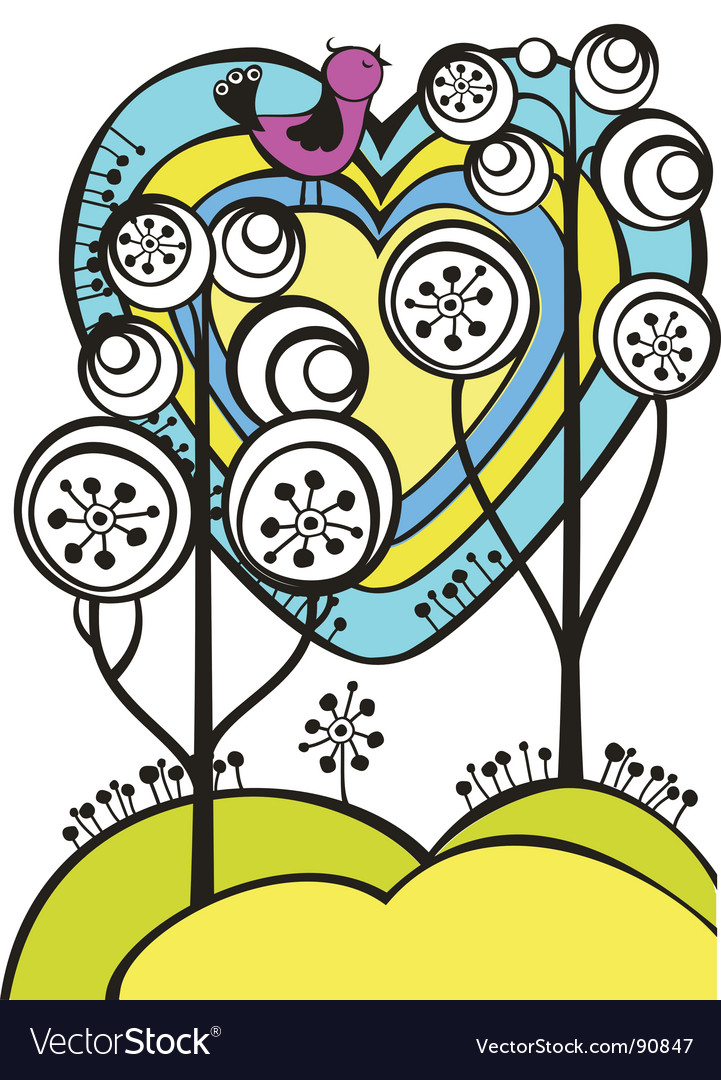 Trees bird Royalty Free Vector Image - VectorStock