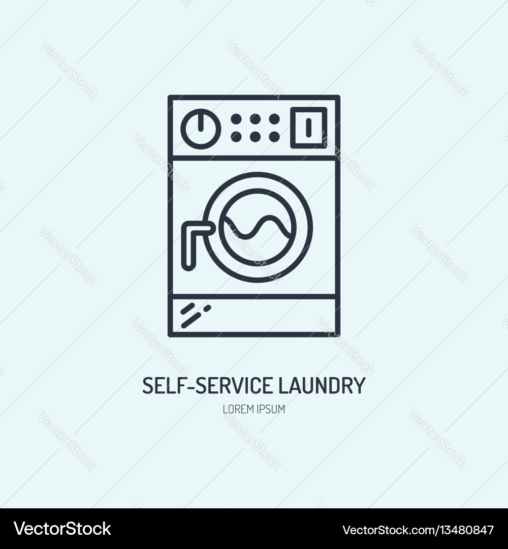 Washing machine icon washer line logo flat sign Vector Image
