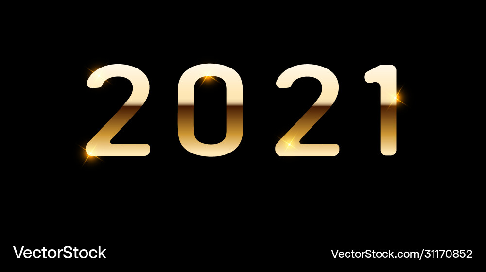 2021 gold numbers with a metal gradient on a dark Vector Image