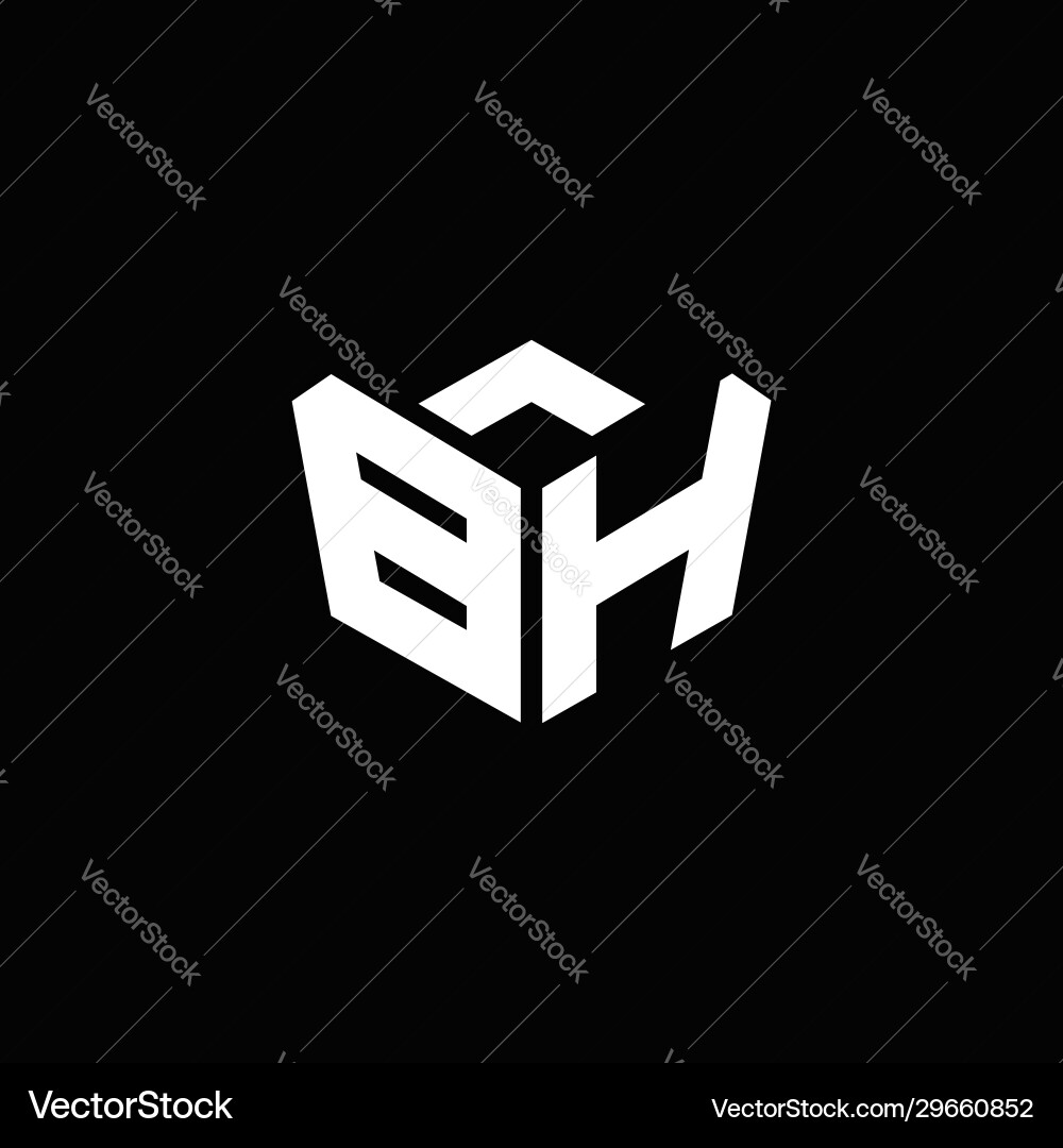Bh logo monogram with emblem style ribbon design Vector Image