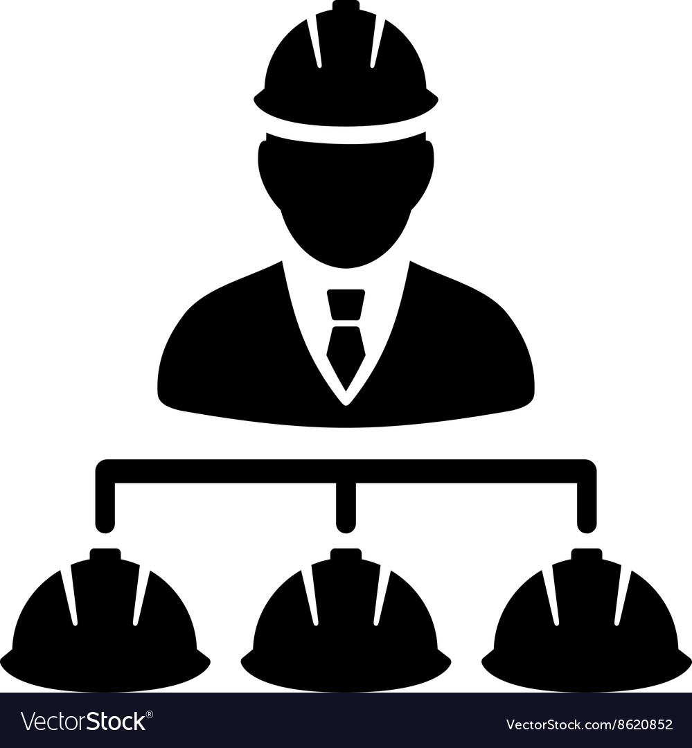 Builder management flat icon Royalty Free Vector Image