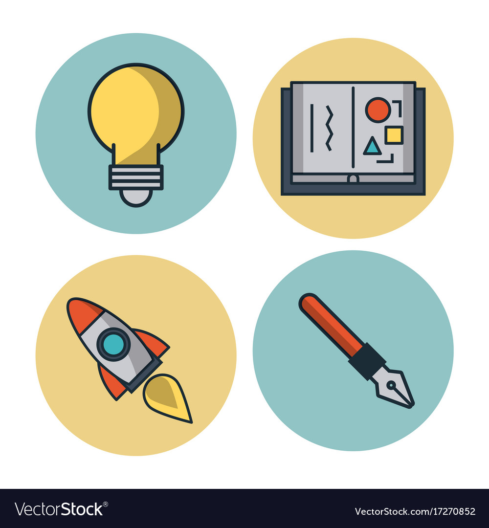 Creative process icons set Royalty Free Vector Image