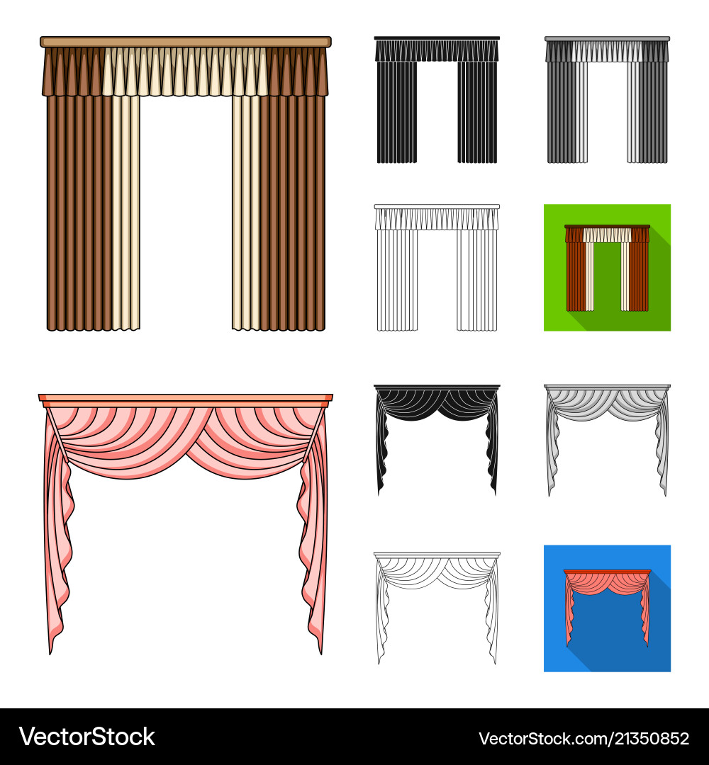 Different kinds of curtains cartoonblackflat Vector Image