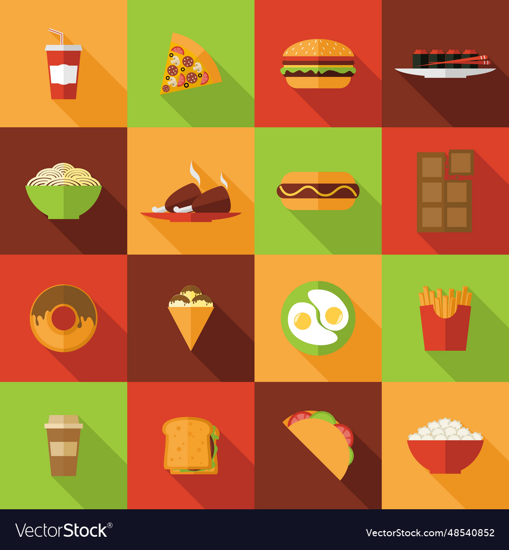 Fast food icons set Royalty Free Vector Image - VectorStock Fast food icons set Royalty Free Vector Image - VectorStock