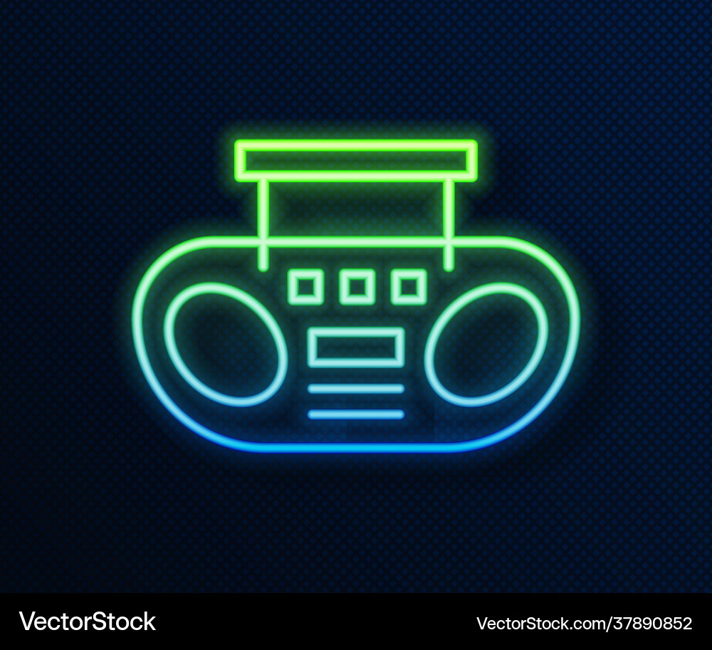 Glowing neon line home stereo with two speakers Vector Image