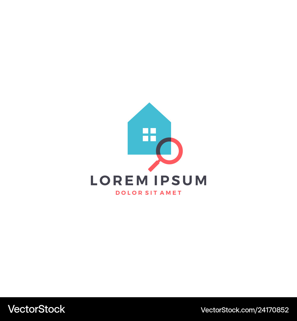 Home house search find logo Royalty Free Vector Image
