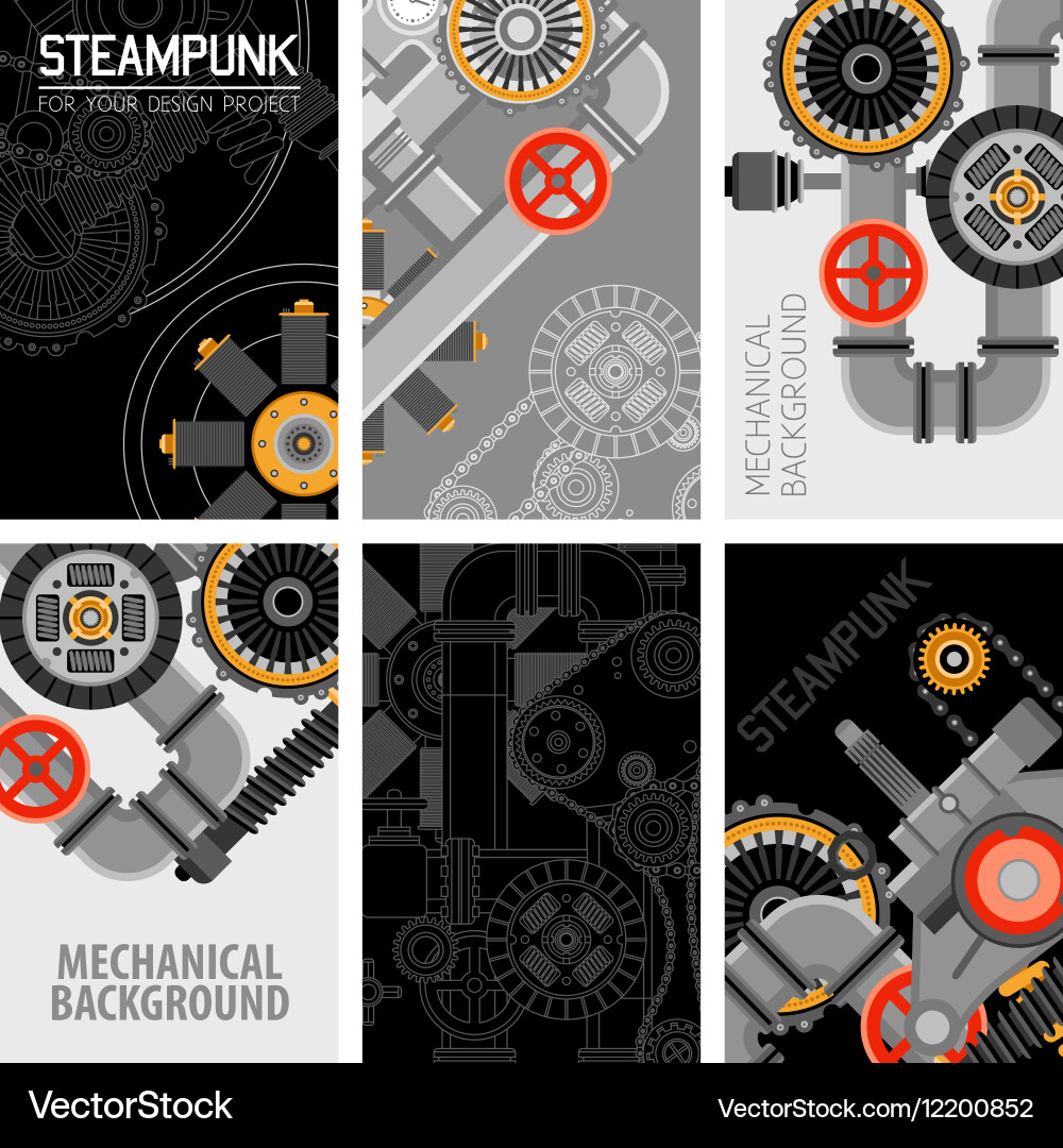 Machinery parts brochures design Royalty Free Vector Image