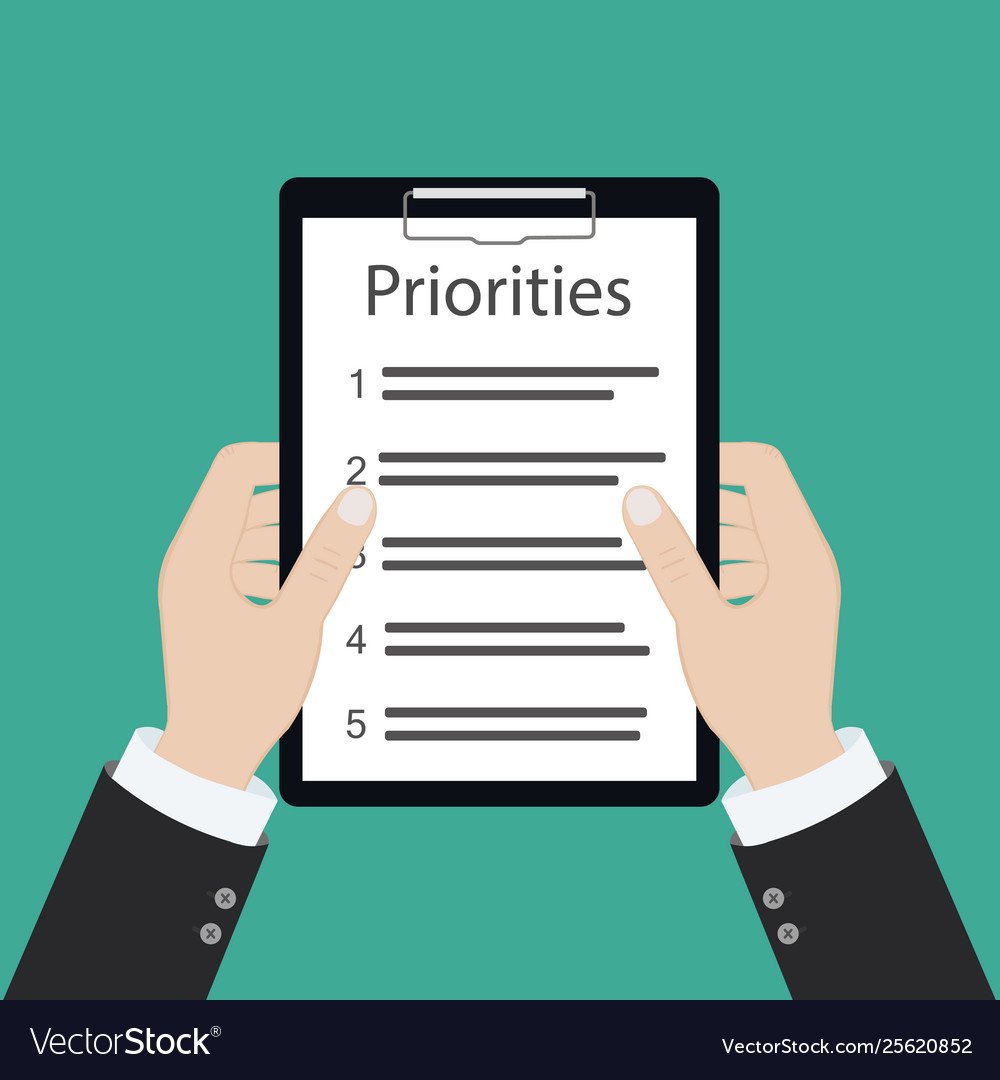 Priorities priority concept Royalty Free Vector Image