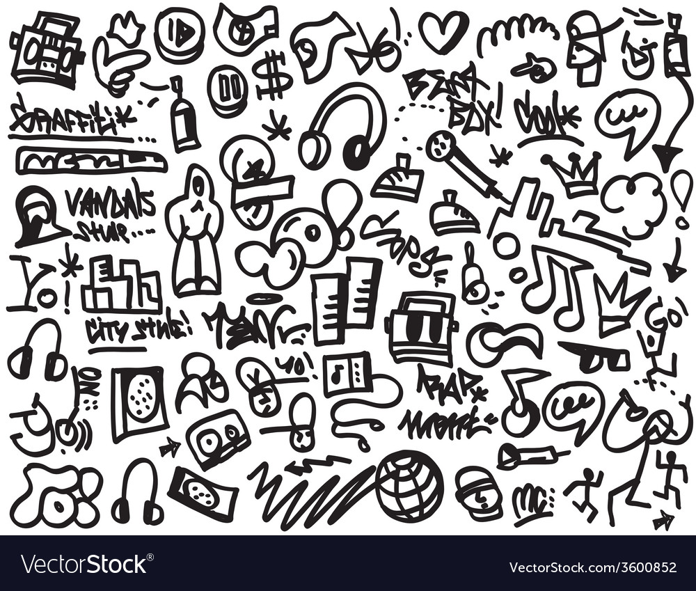 Rap doodles Royalty Free Vector Image - VectorStock
