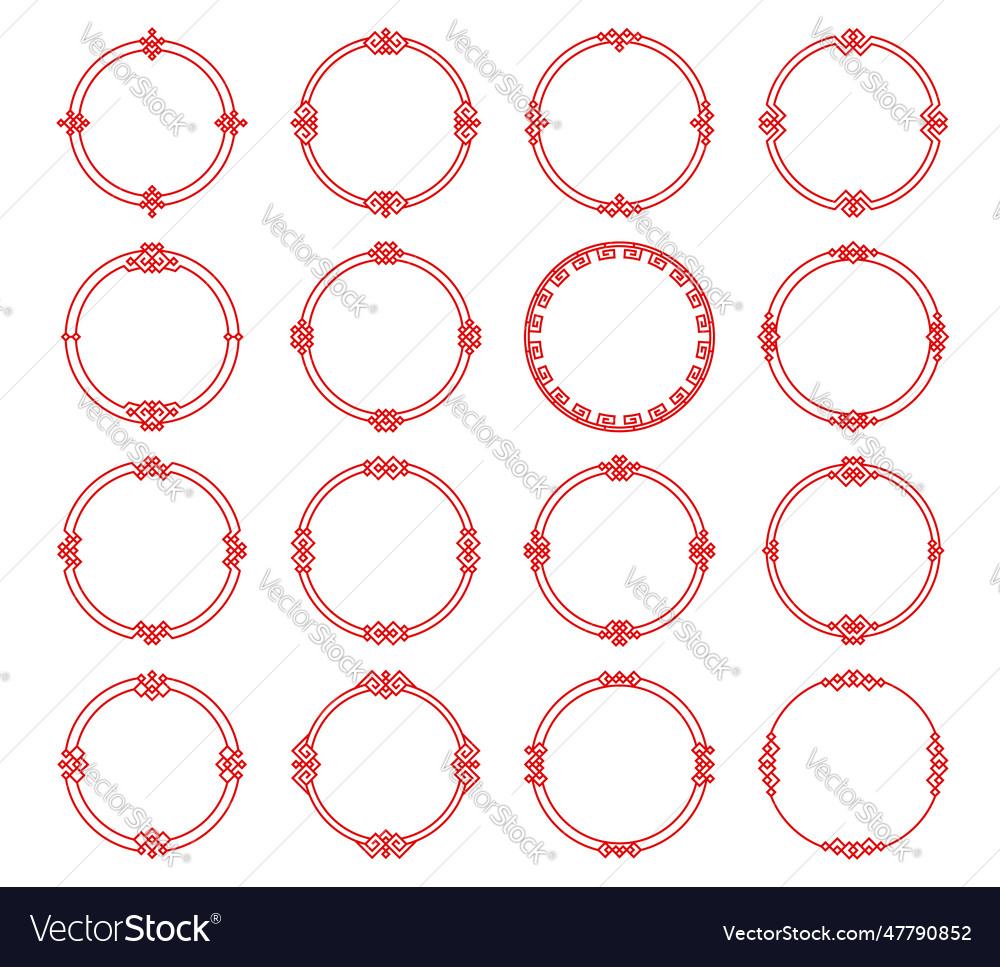 Round asian frames borders with oriental pattern Vector Image