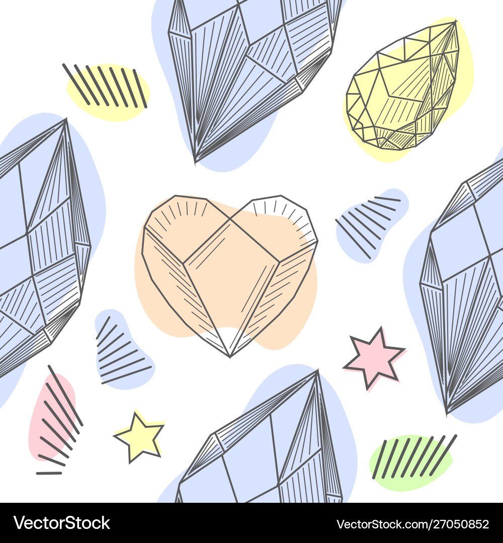 Seamless colorful diamond gemstones background Vector Image