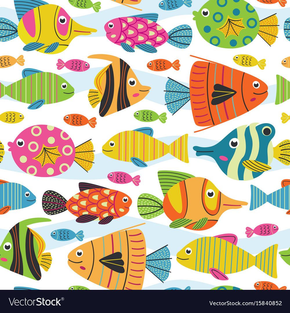 Seamless pattern with fish Royalty Free Vector Image