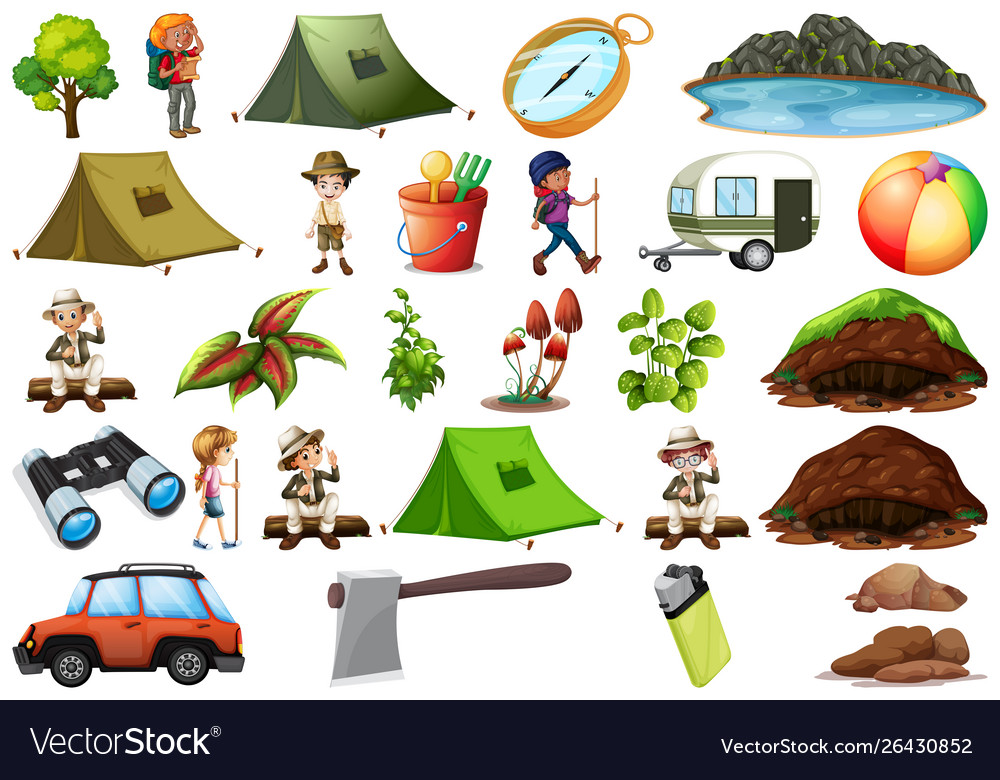 Set different outdoors objects Royalty Free Vector Image