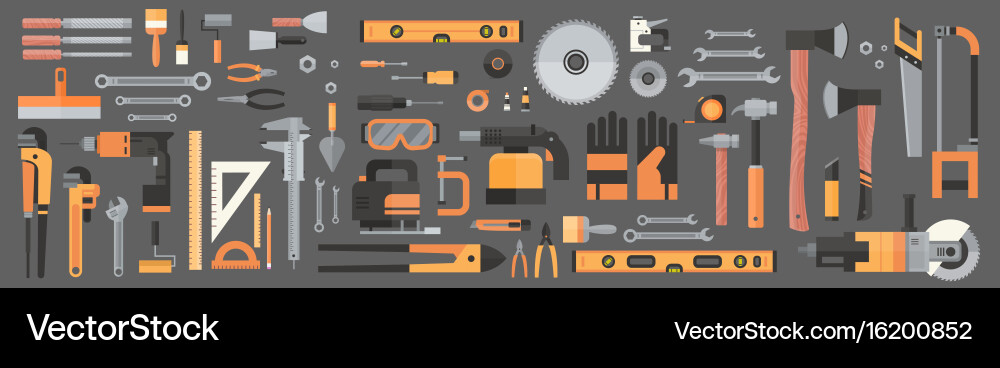 Set of repair and construction working hand tools Vector Image
