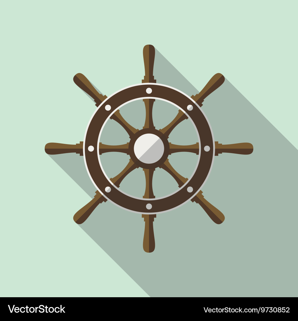 Ship Helm Flat Icon Royalty Free Vector Image - VectorStock