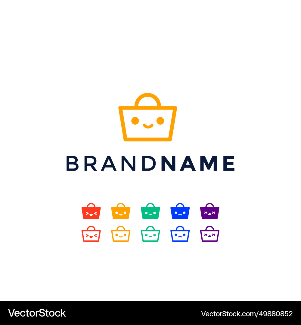Simple shopping bag emoticon logo design Vector Image