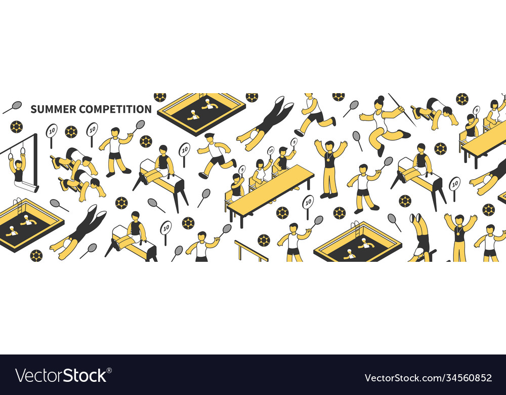 Summer competition isometric pattern Royalty Free Vector
