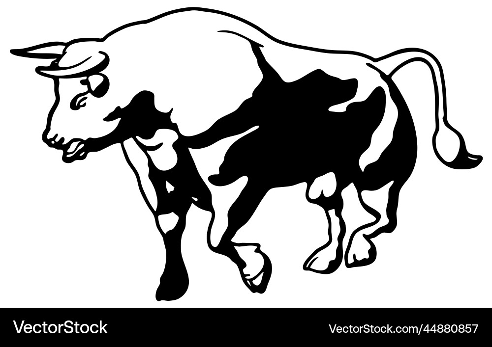 Bull standing pose and butting up isolated Vector Image