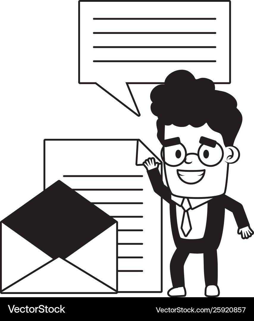 Business man email paper letter talk bubble Vector Image