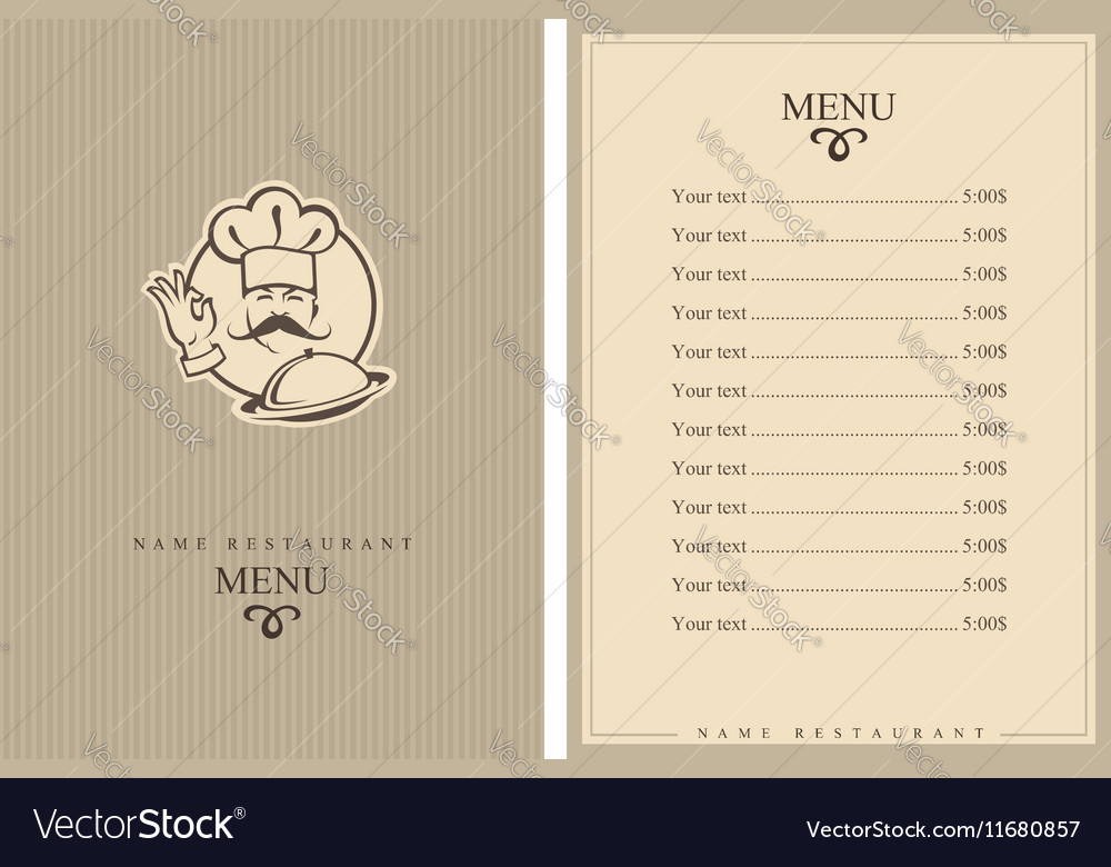 Chef menu design Royalty Free Vector Image - VectorStock