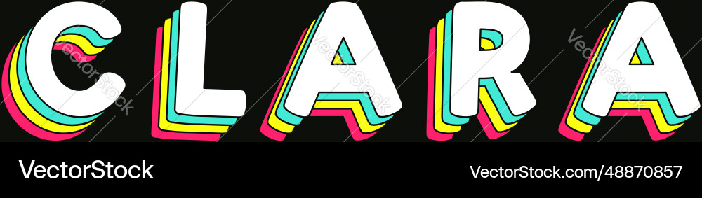 Clara - retro rainbow typography faded style Vector Image