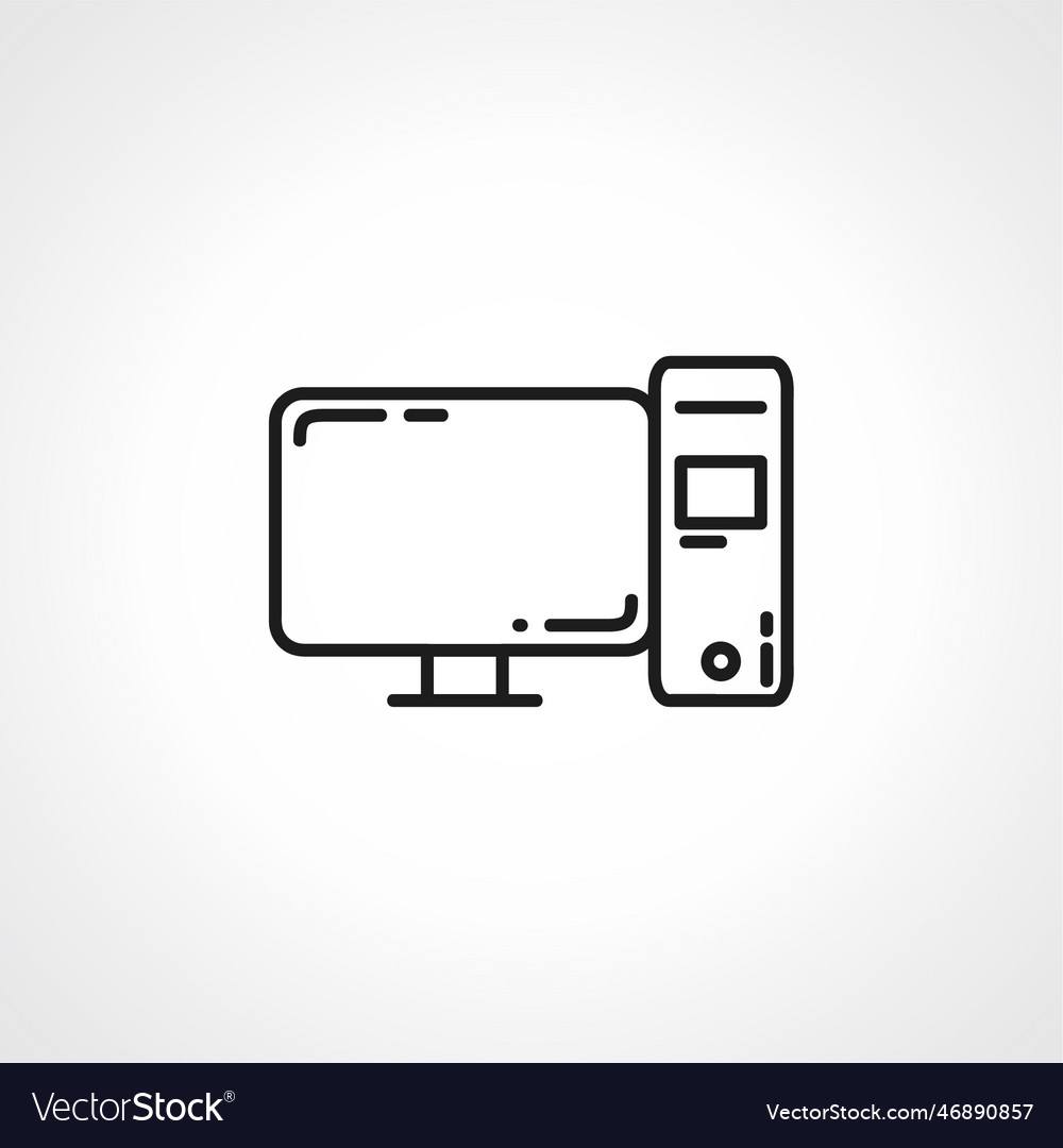 Desktop Computer Outline Icon Pc Line Icon Vector Image
