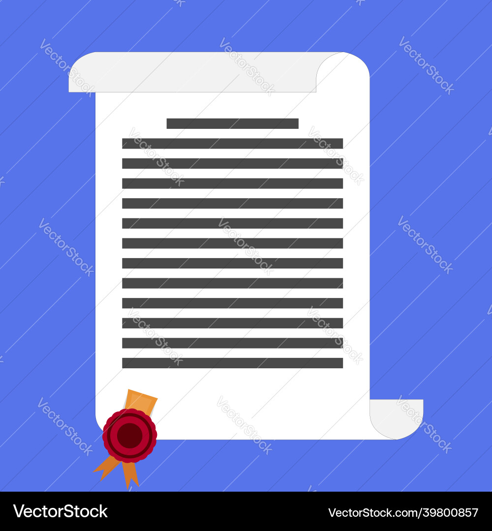 Diploma paper certificate stamp icon flat design Vector Image