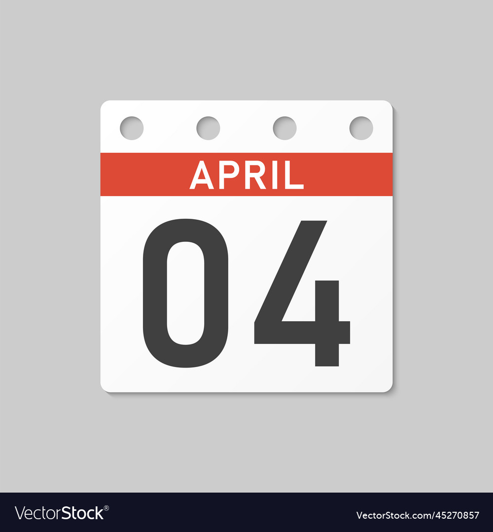 Icon page calendar day - 4 april Royalty Free Vector Image