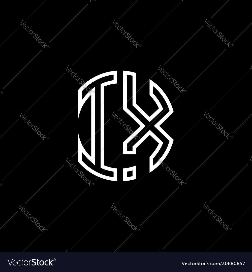 Ix monogram logo circle ribbon style outline Vector Image