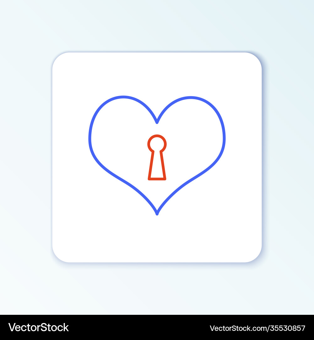 Line heart with keyhole icon isolated on white Vector Image
