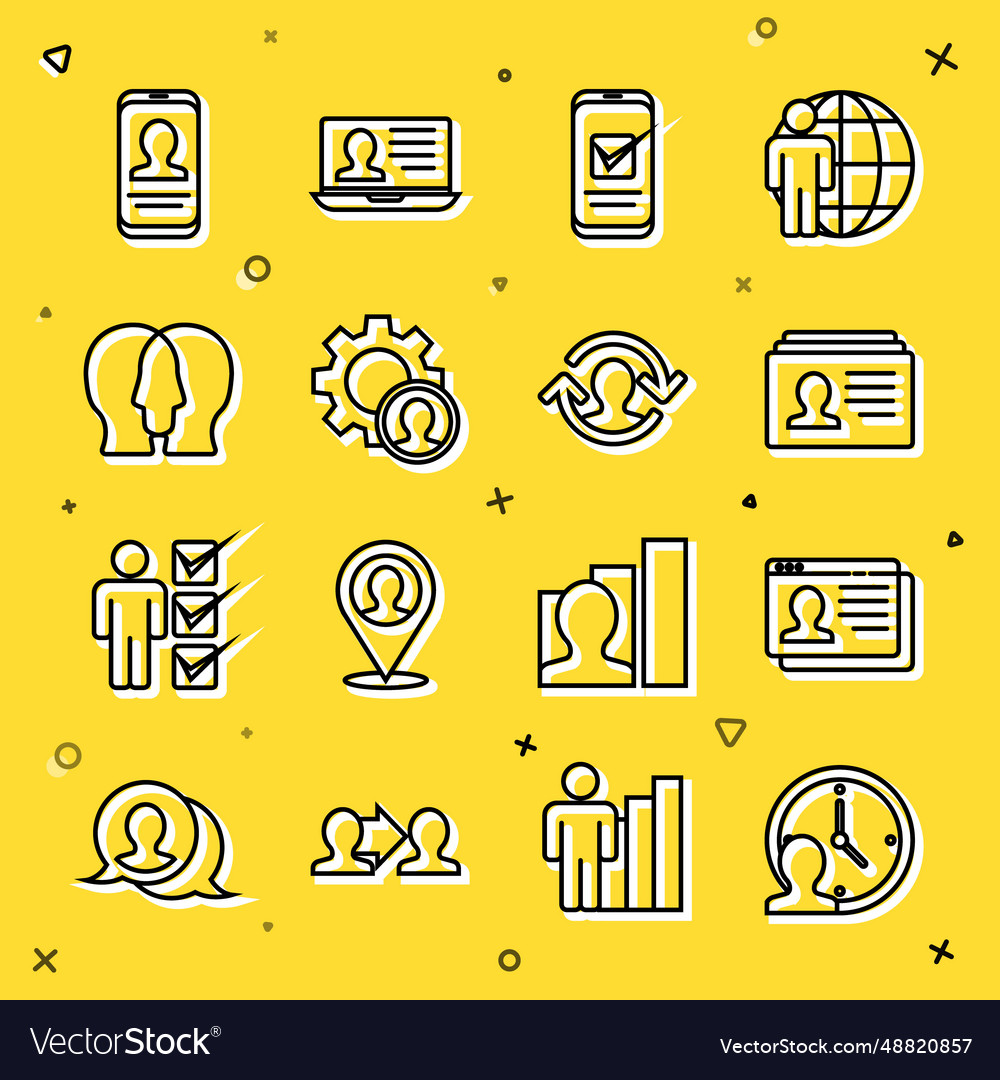 Set line time management resume smartphone head Vector Image Set line time management resume smartphone head Vector Image