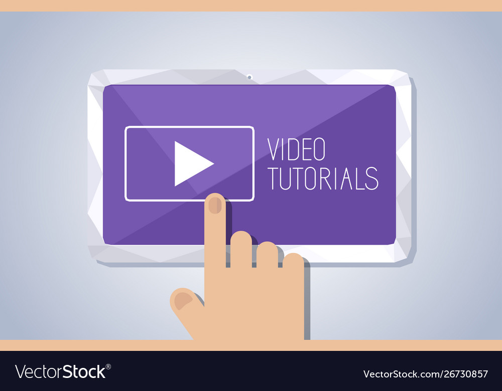 Video tutorial on tablet screen Royalty Free Vector Image