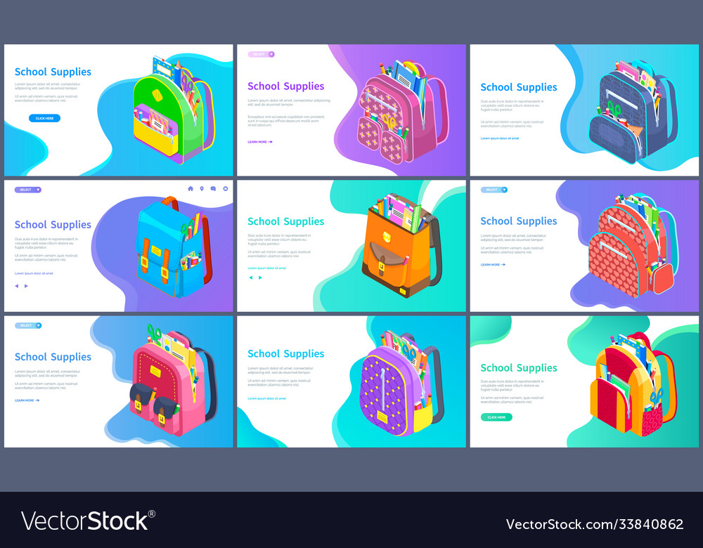 Colored school backpack back to school Royalty Free Vector