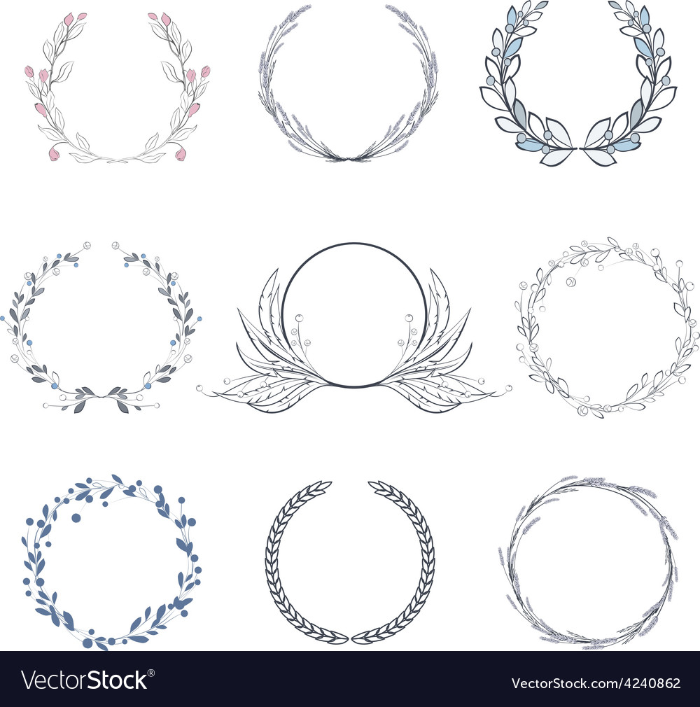 Floral wreath collection Royalty Free Vector Image Floral wreath collection Royalty Free Vector Image