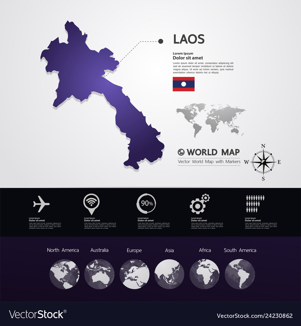 Laos map Royalty Free Vector Image - VectorStock