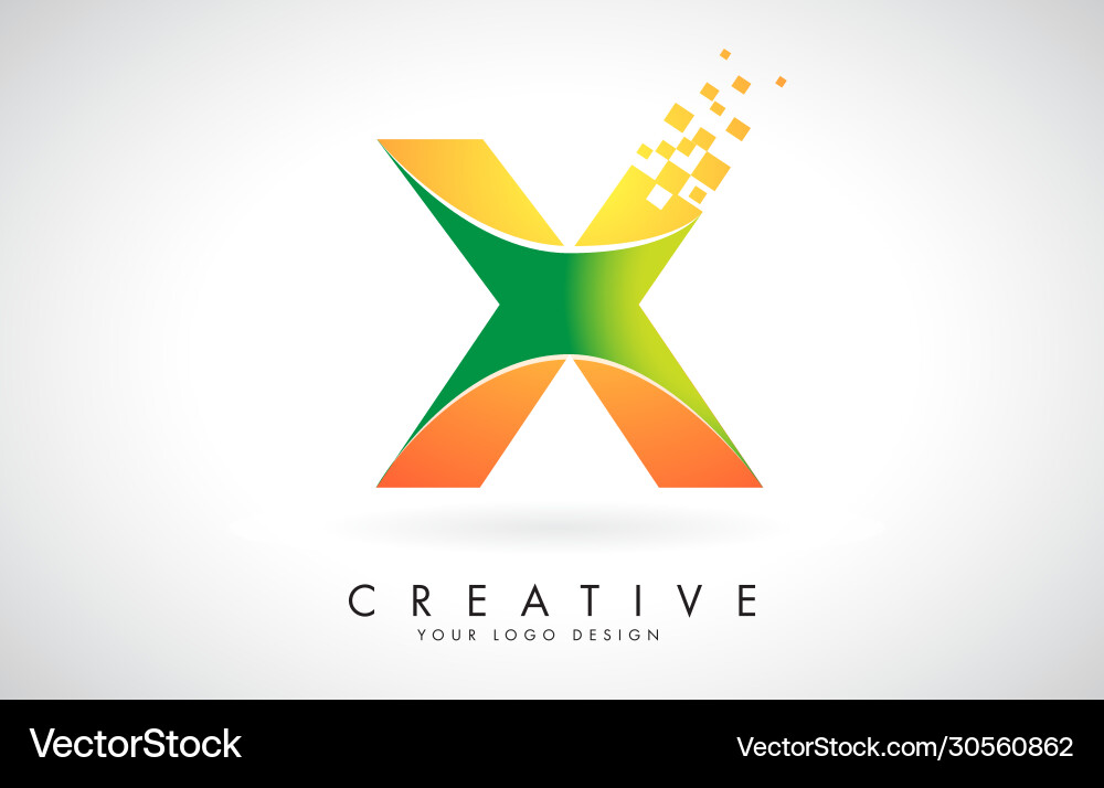 Letter x logo design in bright colors Royalty Free Vector