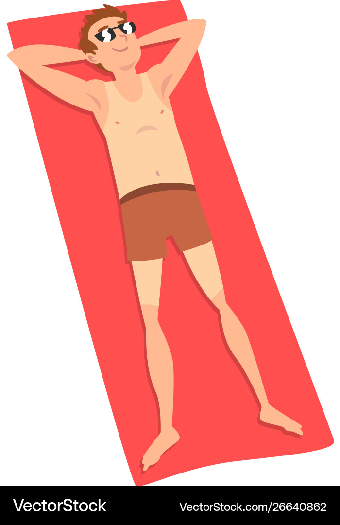 Man sunbathing and relaxing on beach towel guy Vector Image