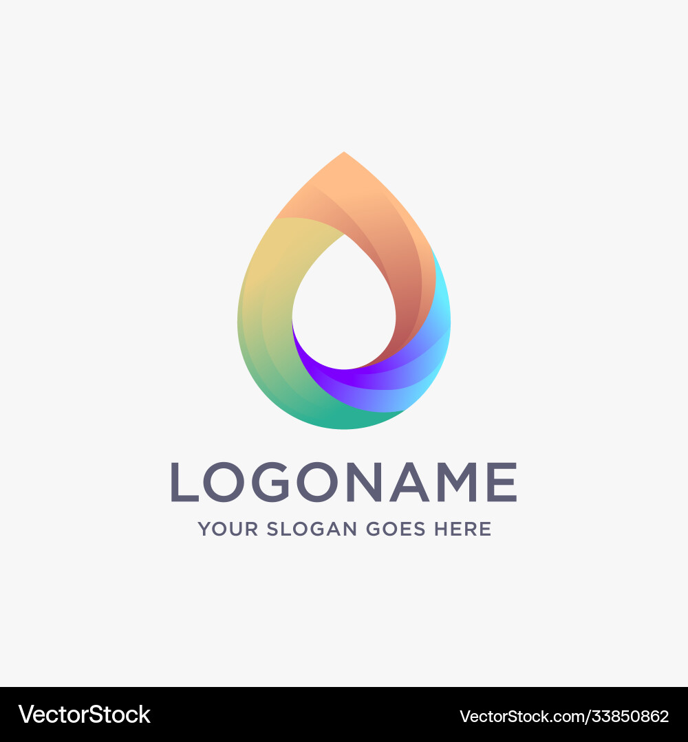 Modern geometric colorful water drop logo icon Vector Image