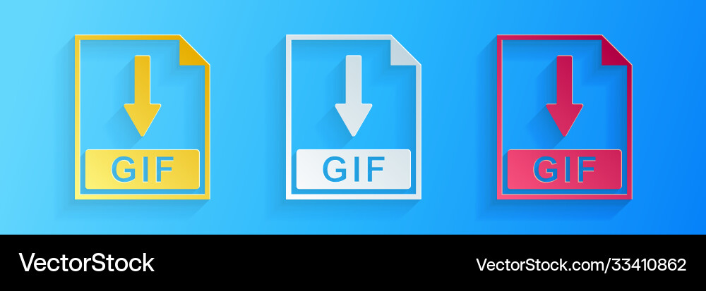 Paper cut gif file document icon download Vector Image