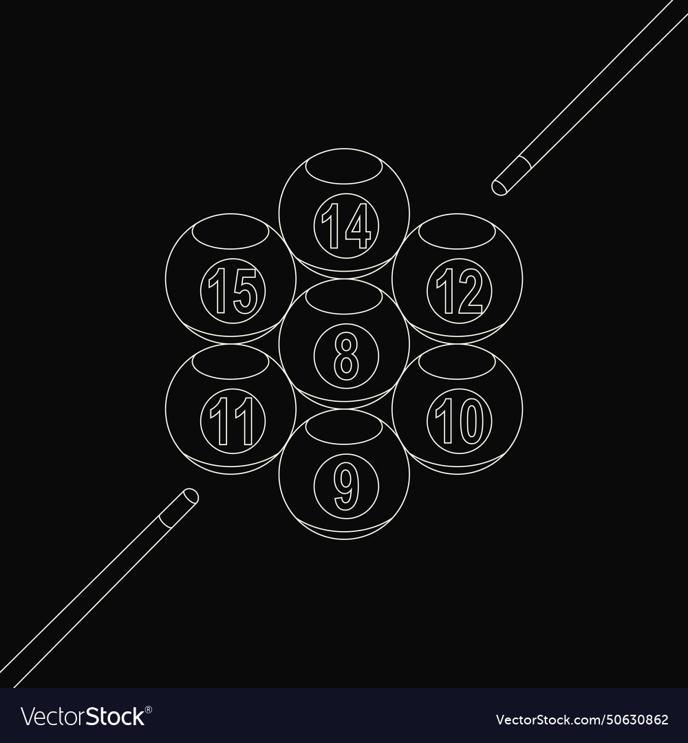 Pool table setup line art Royalty Free Vector Image