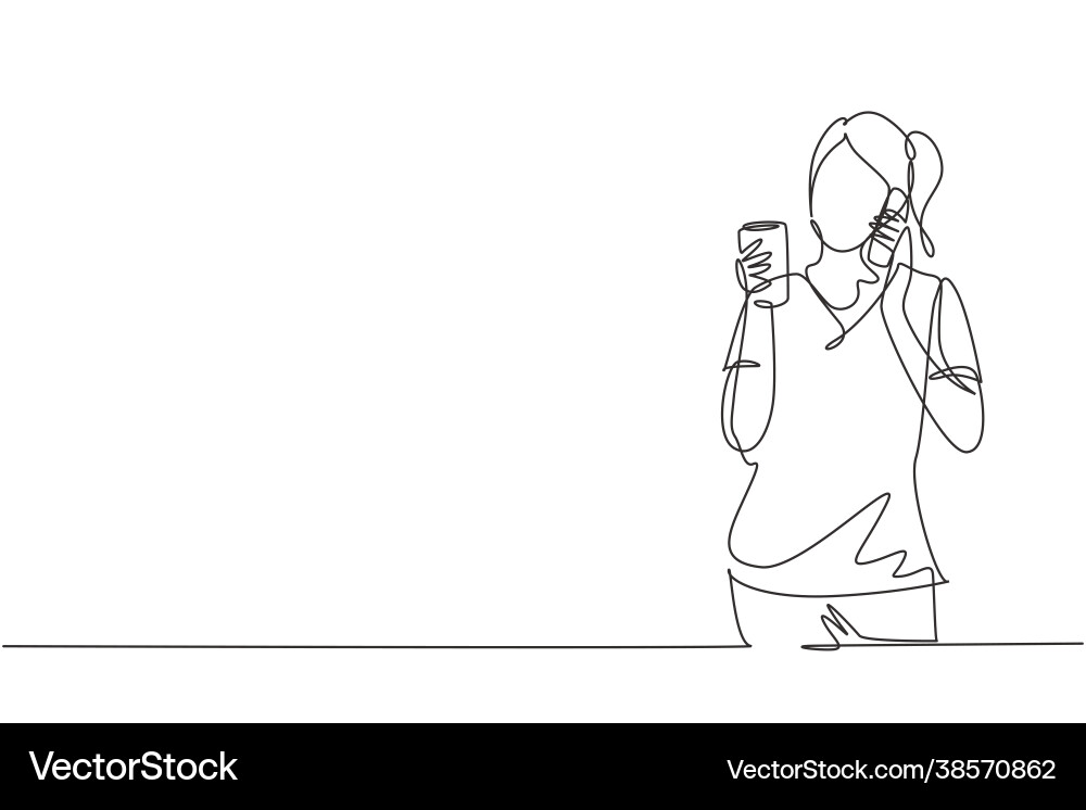 Single one line drawing young beautiful woman Vector Image
