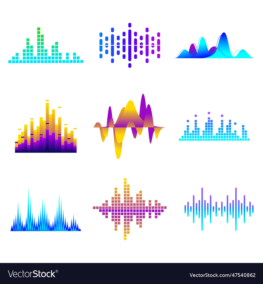 Sound waves set Royalty Free Vector Image - VectorStock