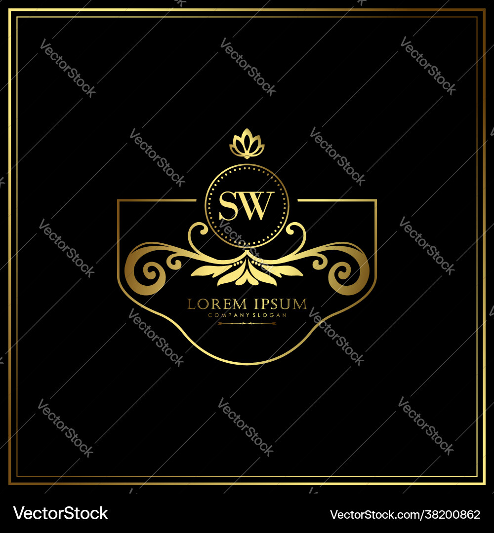 Sw initial letter luxury logo template in art Vector Image