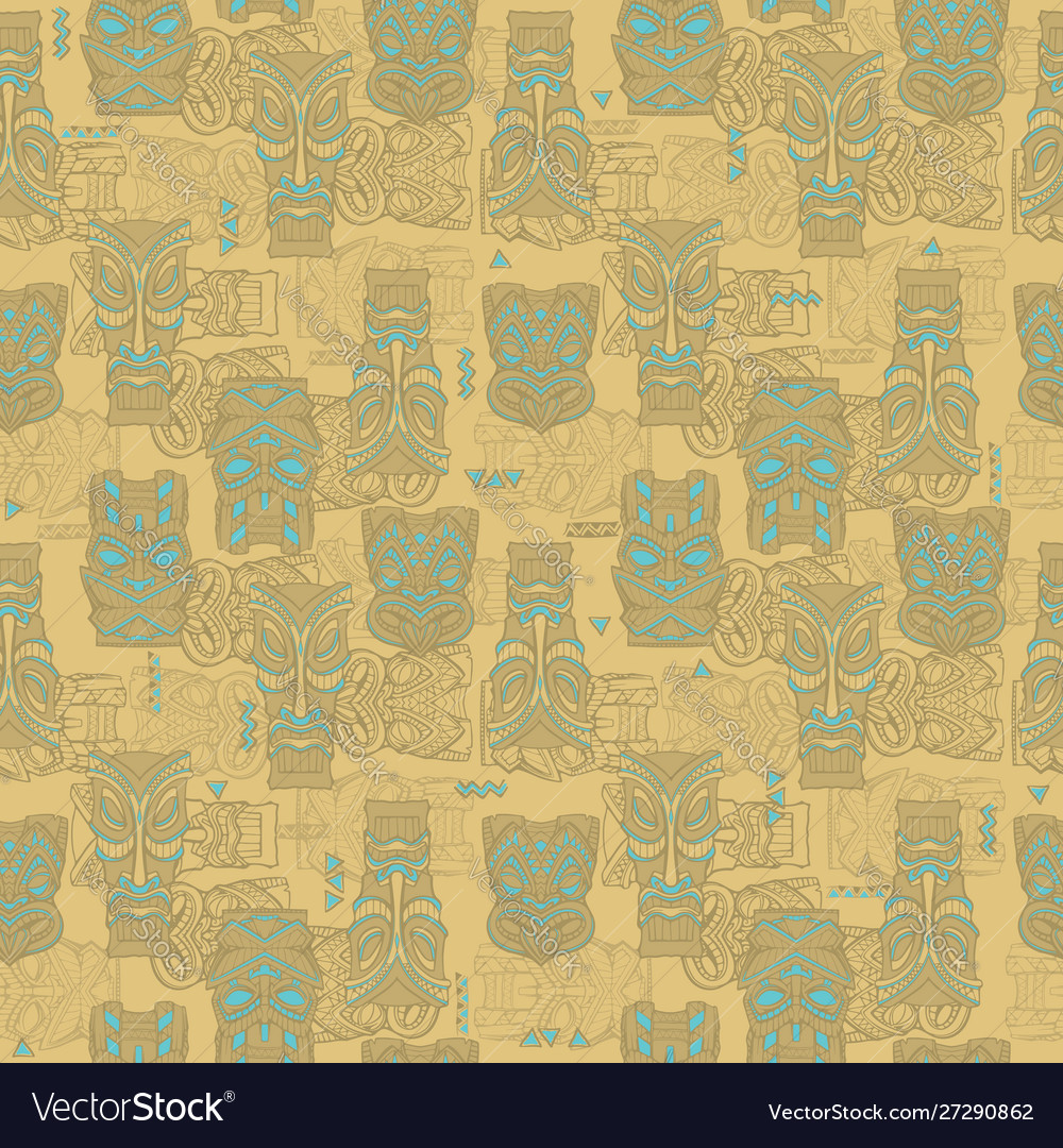 Tiki seamless pattern Royalty Free Vector Image