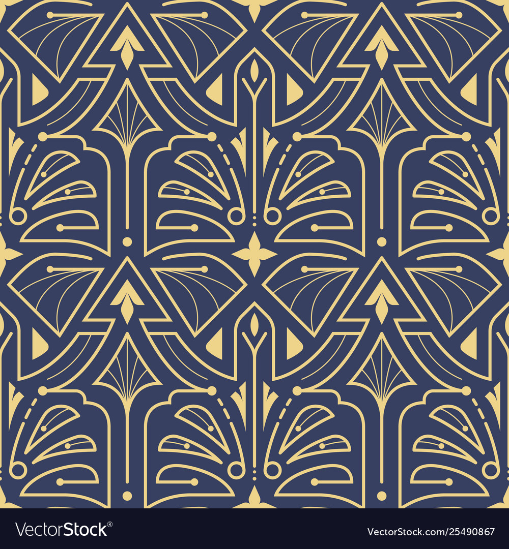 Abstract Art Deco Modern Geometric Tiles Blue Vector Image